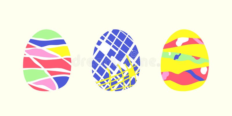 Happy Easter. Set of Easter Eggs. Easter Symbol with Abstract Pattern ...
