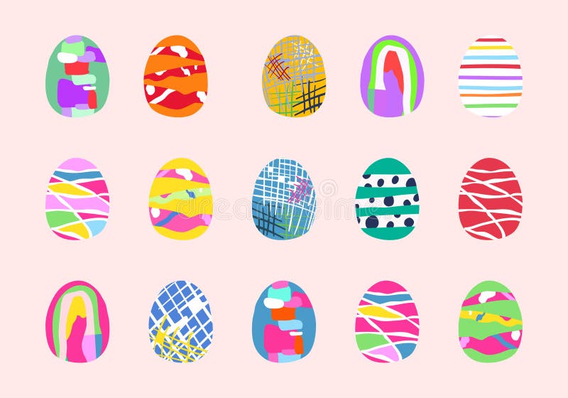 Happy Easter. Set of Easter Eggs. Easter Symbol with Abstract Pattern ...