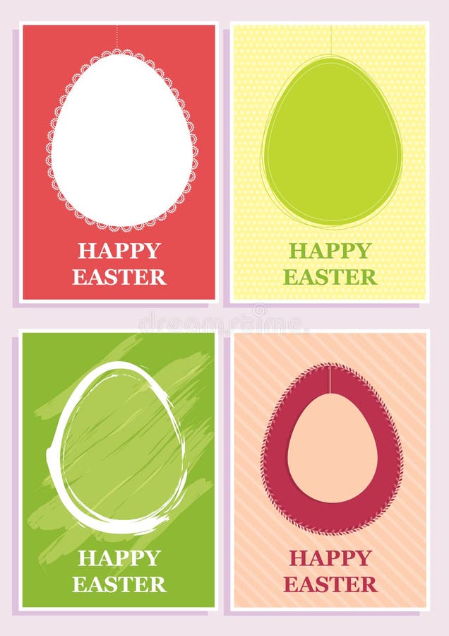 Happy Easter Set of Four Simple Design Cards Stock Illustration ...