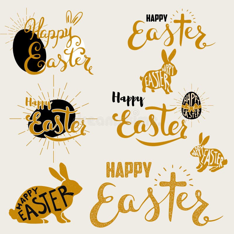 Happy Easter. Set of Labels and Design Elements Stock Vector ...