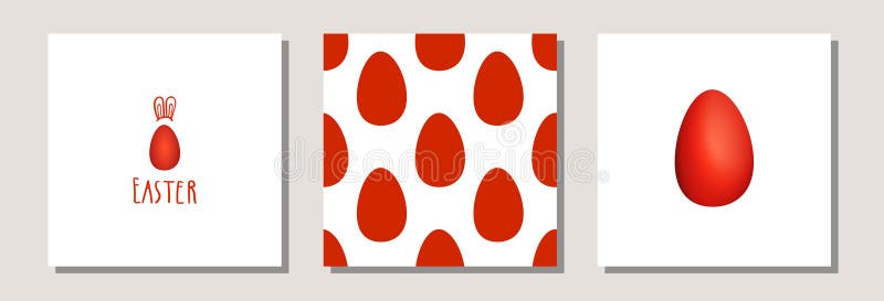 Happy Easter. Set of Square Banners for Easter with Eggs in Classic ...
