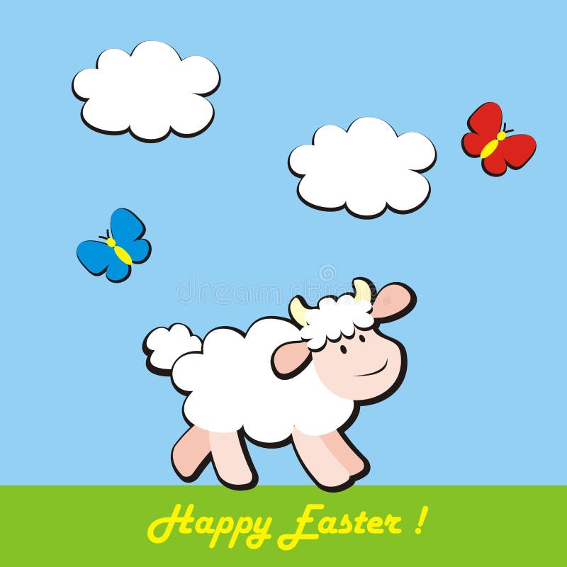 Happy Easter, Card, Sheep, Postcard, Eps. Stock Vector - Illustration ...