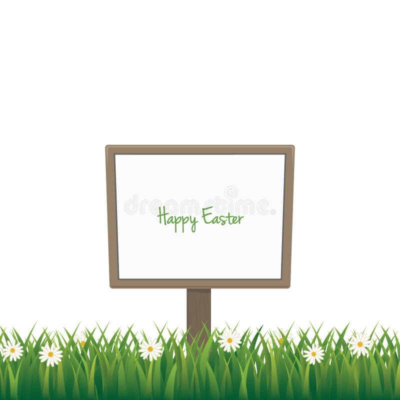 Happy Easter Sign Board Daisy Meadow Isolated Stock Vector ...
