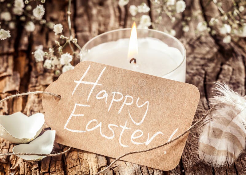 Happy Easter Sign with Egg Shells and Feather Stock Image - Image of ...