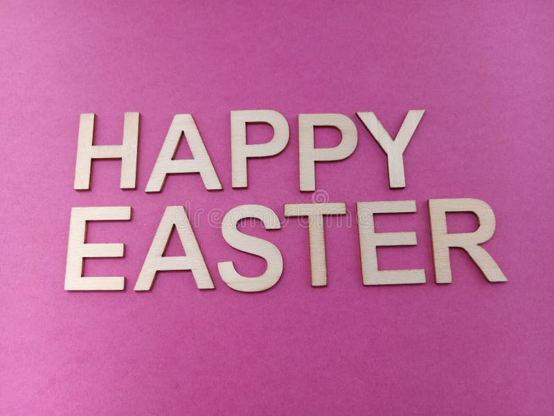 Happy Easter Words Letters on White Blocks on a Red Background Stock ...
