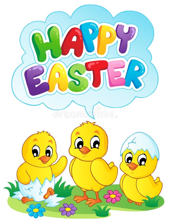 Happy Easter Sign with Cute Bunny Stock Vector - Illustration of ...