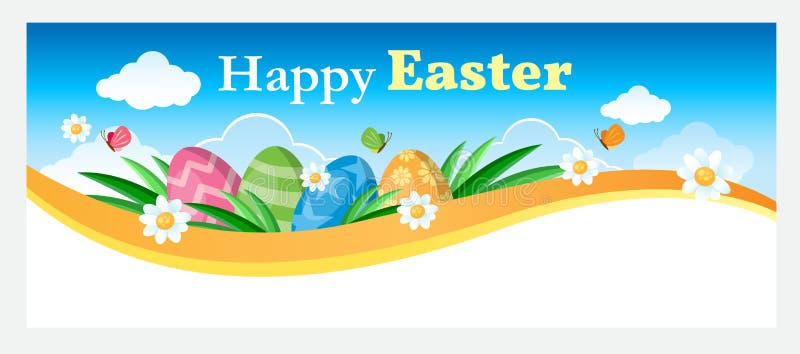 Happy Easter Simple Flat Social Media Vector Banner Stock Vector ...