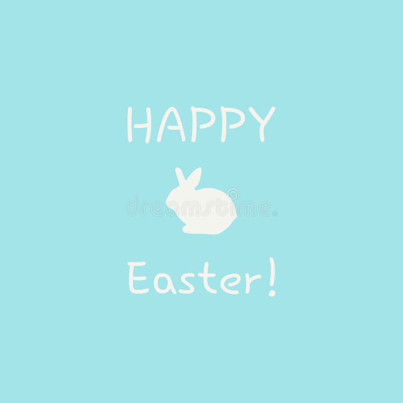 Happy Easter Simple Minimalistic Card with Rabbit. Easter Bunny on Blue ...