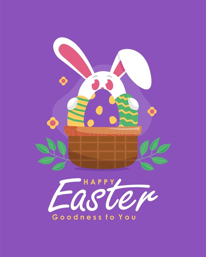 Happy Easter Social Media Post Design with Easter Bunny and Easter Egg ...
