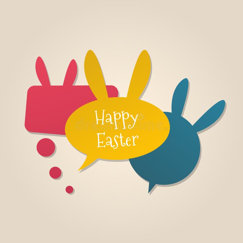 Happy Easter Speech Bubbles with Bunny Ears. Stock Vector ...