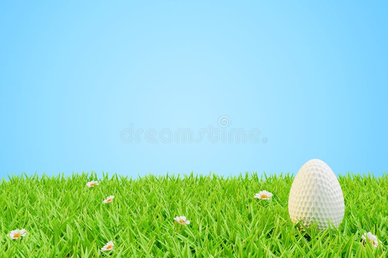 Happy Easter. Sports Golf Ball in the Shape of an Egg on a Meadow in ...