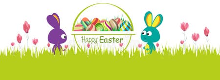 Happy Easter. Spring Banner Stock Illustration - Illustration of garden ...