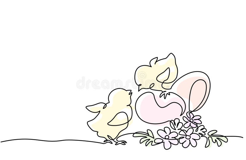 Happy Easter Spring Decoration. Easter Eggs, Chicks and Flowers Stock ...