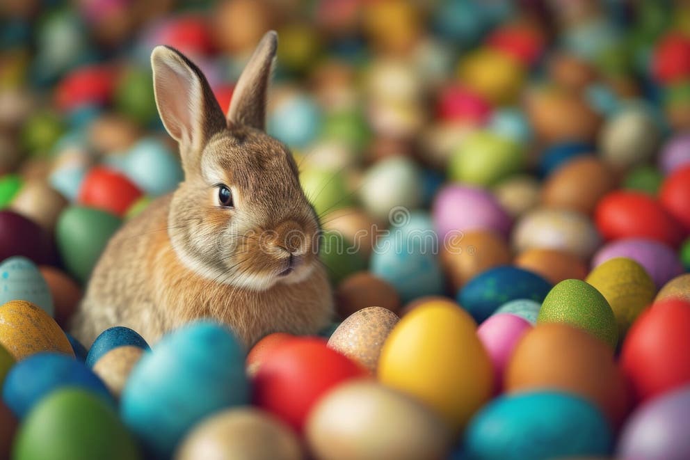 Happy Easter Stuffed Toy Eggs Easter Pie Basket. White Unique Bunny Batch. Type Area Background ...