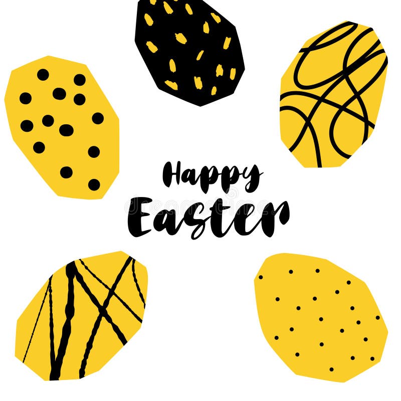 Happy Easter Stylized Texture Easter Eggs Illustration in Cutting Style ...