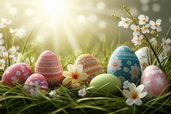 Happy Easter Sunday Background Stock Illustration - Illustration of ...