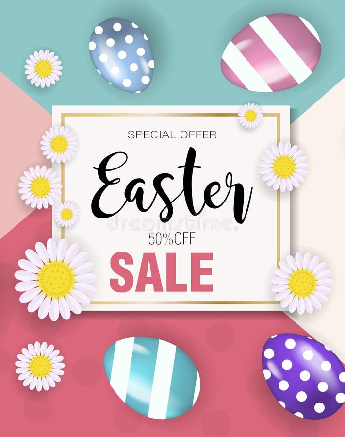 Happy Easter Super Offer, Discounts, Promotion with Realistic Colored ...