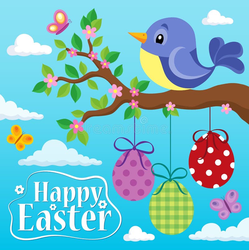 Bird and Easter Eggs Theme Image 1 Stock Vector - Illustration of bloom ...