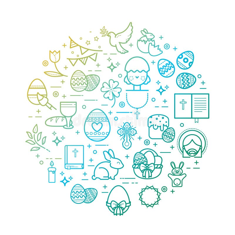 Easter Thin Line Icon Set, Spring Holiday Symbols Collection, Vector ...