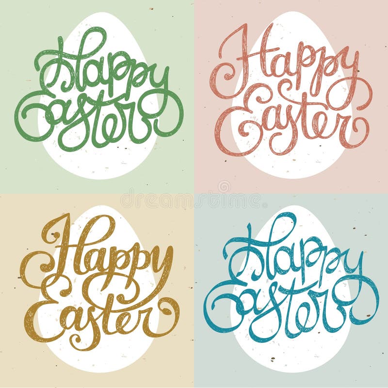 Happy Easter title set stock illustration. Illustration of doodle ...