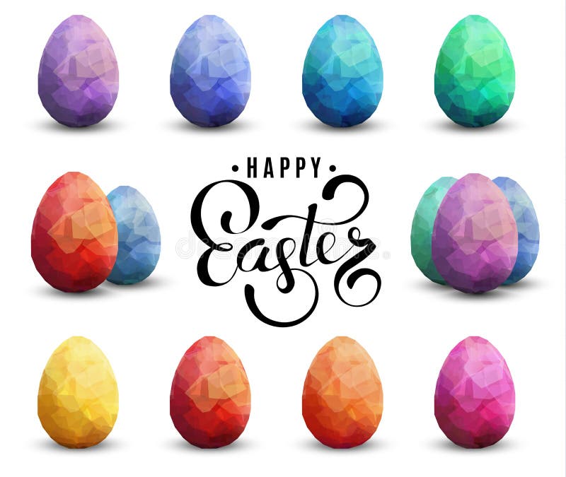 Happy Easter Transparent Vector Template with Eggs Set Stock Vector - Illustration of isolated ...