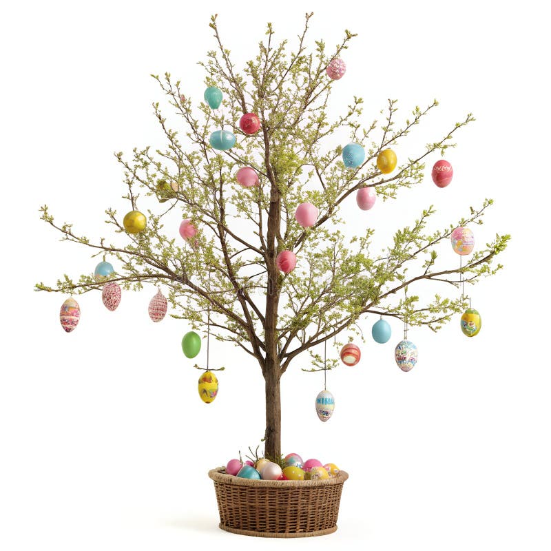 Happy Easter Tree stock illustration. Illustration of white - 357470252