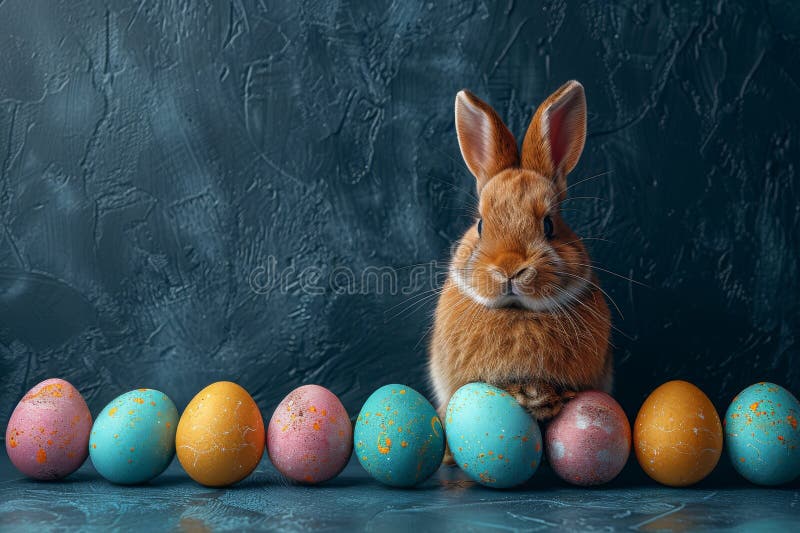 Happy Easter Turquoise Green Eggs Bunny Fun Basket. White Daffodils ...