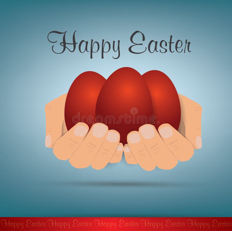 Happy Easter. Two Hands Holding Red Easter Eggs. Eps 10 .vector Stock ...