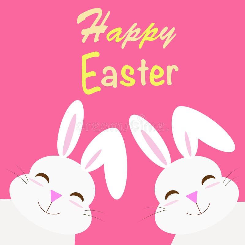 Happy Easter with Two Rabbits Stock Vector - Illustration of greeting ...