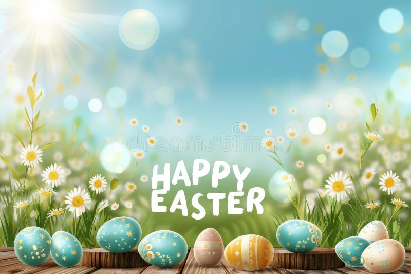 Happy Easter Typographic Area Eggs Easter Bunny Buckets Basket. White ...