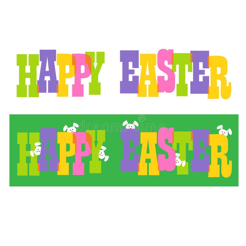 Happy Easter Type with Butterflies Stock Illustration - Illustration of ...