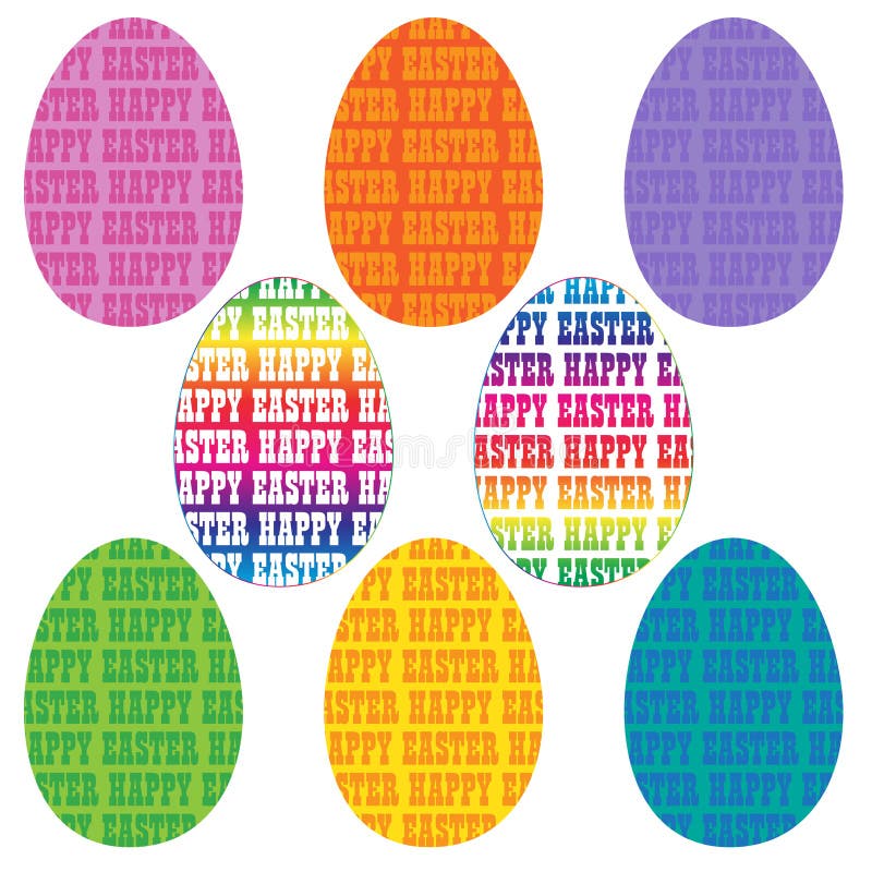 Happy Easter Type with Butterflies Stock Illustration - Illustration of ...