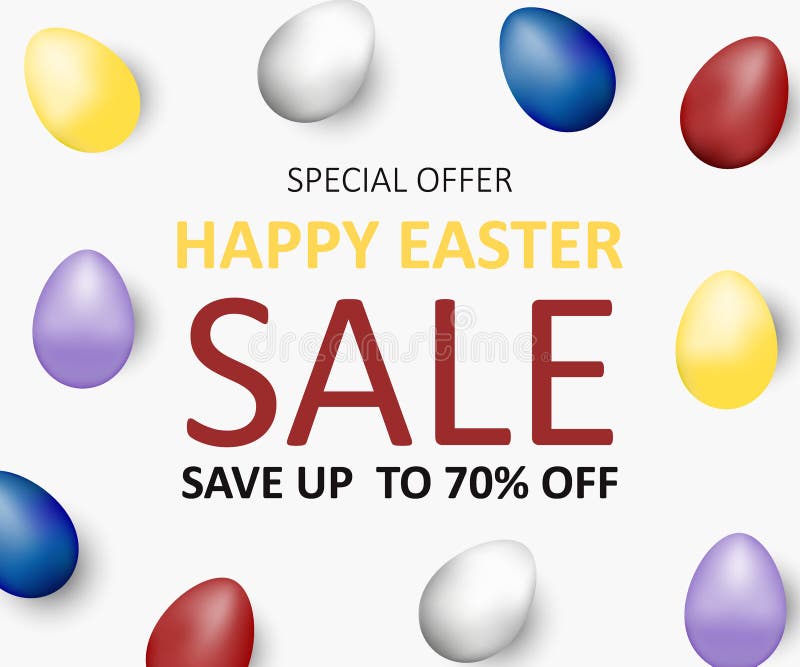 Happy Easter. Vector Banner, Sale Save Up To 70 Stock Illustration - Illustration of celebration ...