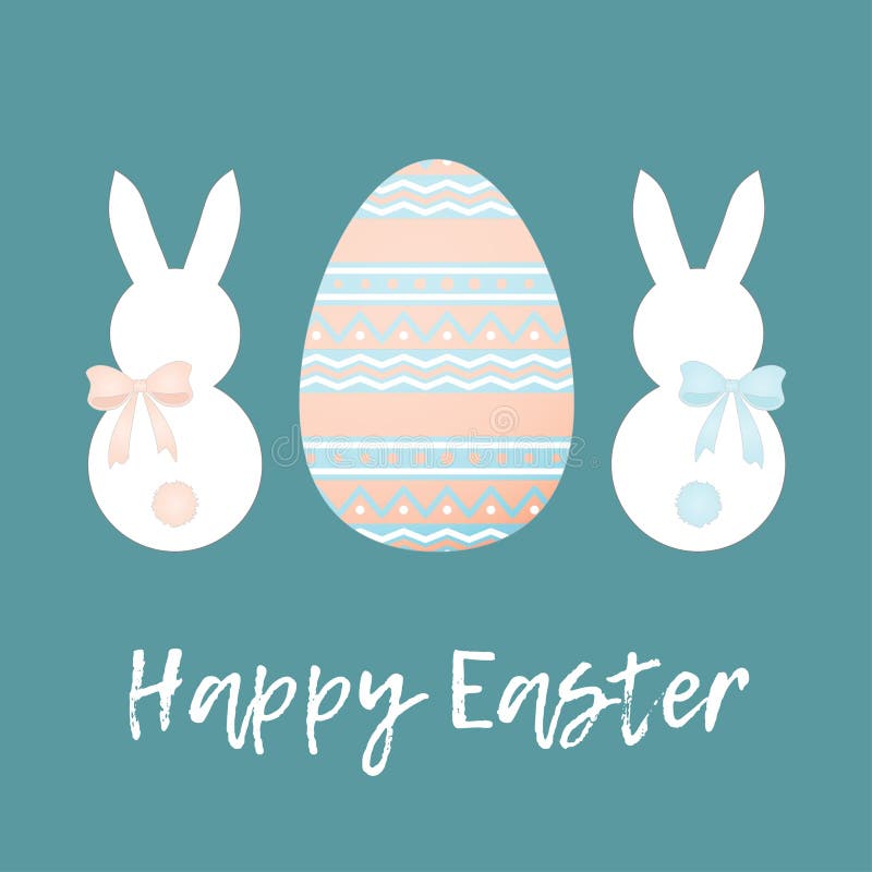 Happy Easter Card. Two Bunny and Easter Egg Stock Vector - Illustration ...
