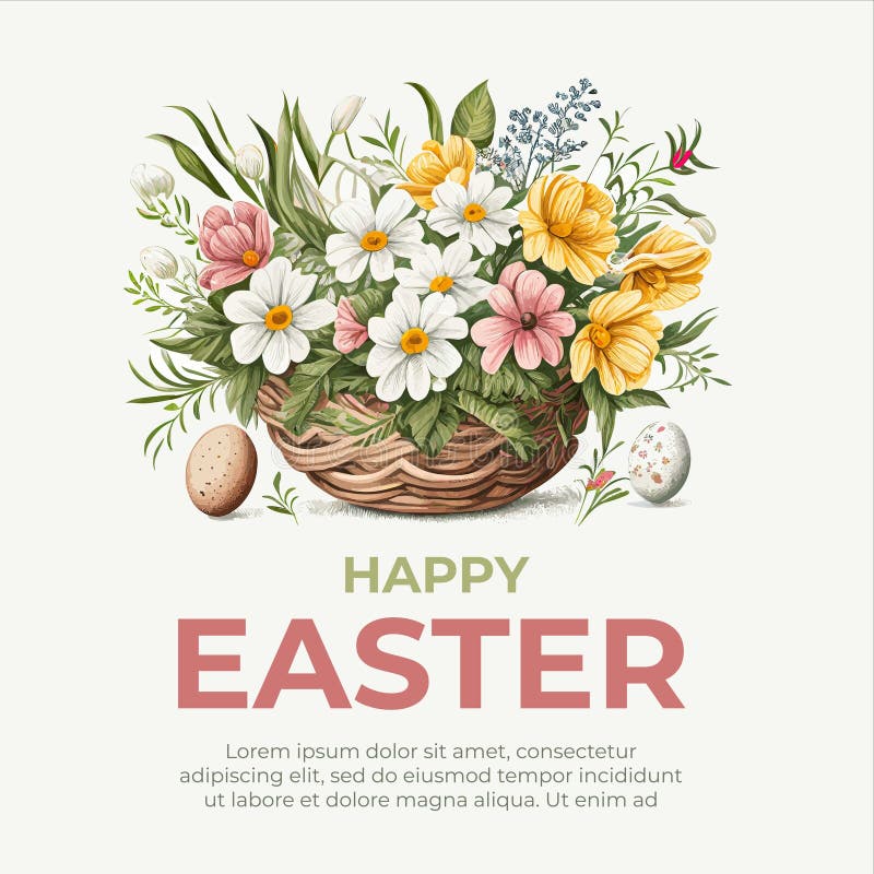 Happy Easter Vector Cute Classic Illustrations of Easter Eggs in a ...