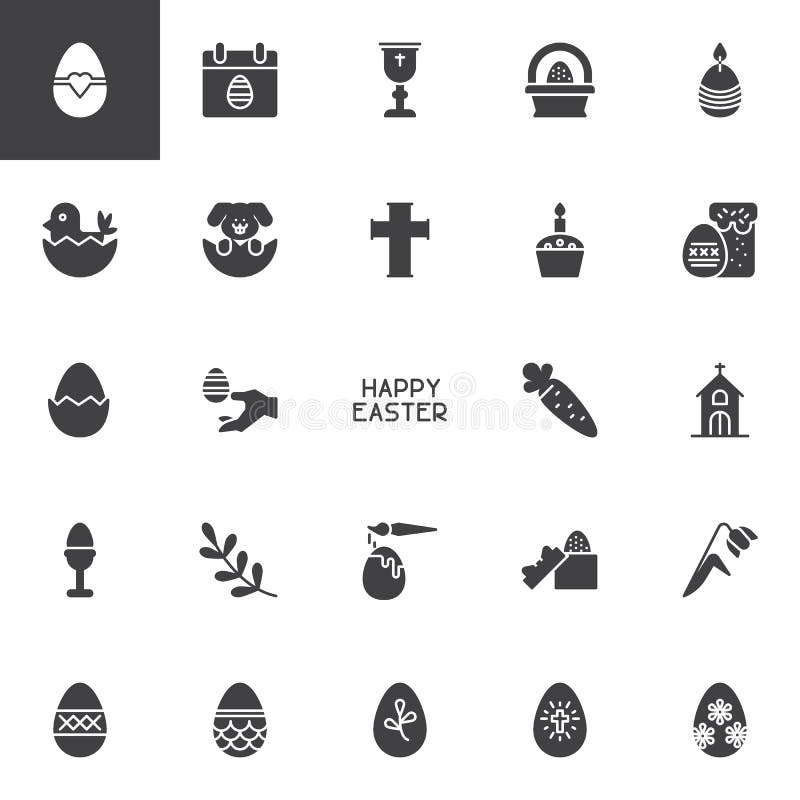 Happy Easter Vector Icons Set Stock Vector - Illustration of calendar ...