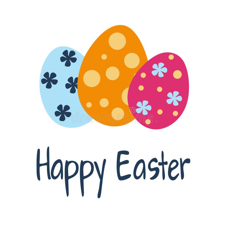 Happy Easter. Vector Illustration with Easter Eggs and Text. Stock ...