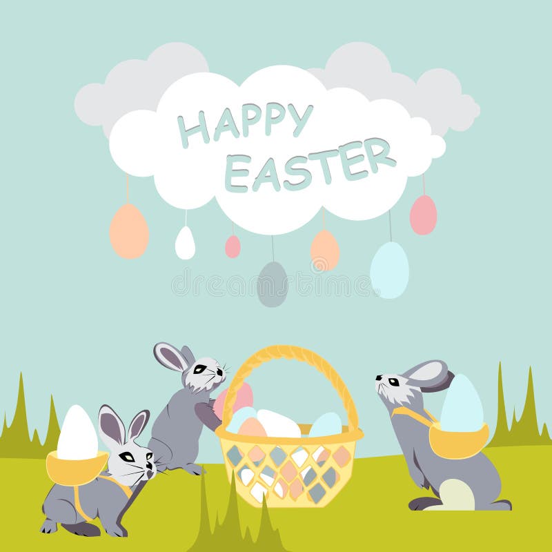Happy Easter Vector Isolated Cute Illustration in Pastel Colors. Happy ...