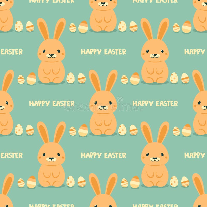 Happy Easter. Vector Seamless Pattern with Easter Cute Funny Cartoon Rabbit. Easter Holiday ...