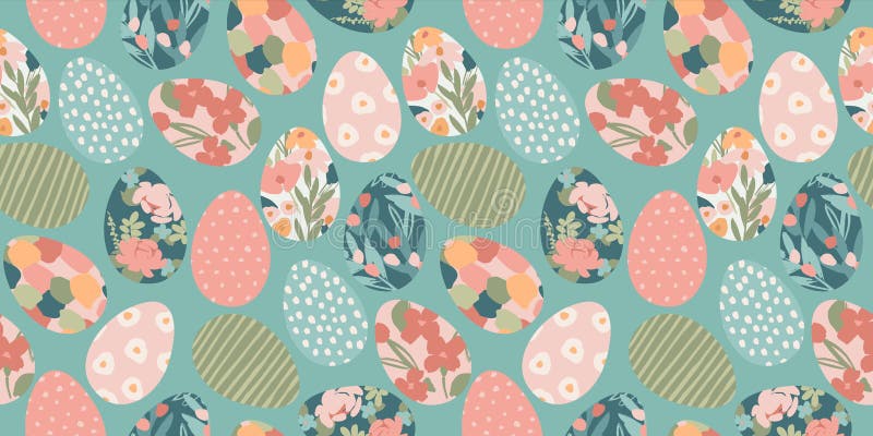 Happy Easter. Vector Seamless Pattern. Easter Eggs with Abstract ...