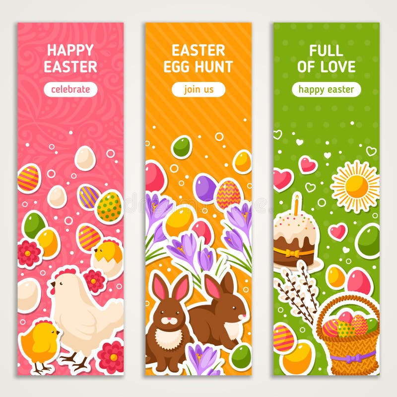 Set of Easter banners. stock vector. Illustration of bunny - 12724507
