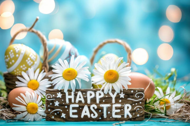 Happy Easter Vining Blossom Eggs Easter Basket Patterns Basket. White ...