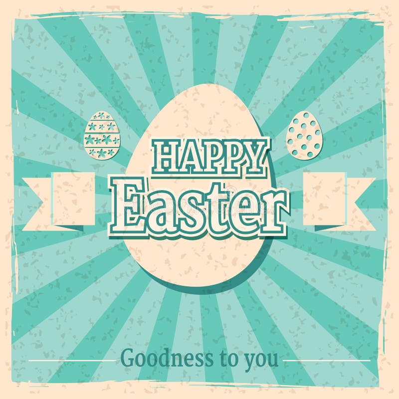 Happy Easter Vintage Poster Greeting Card, Egg, Text. Retro ...