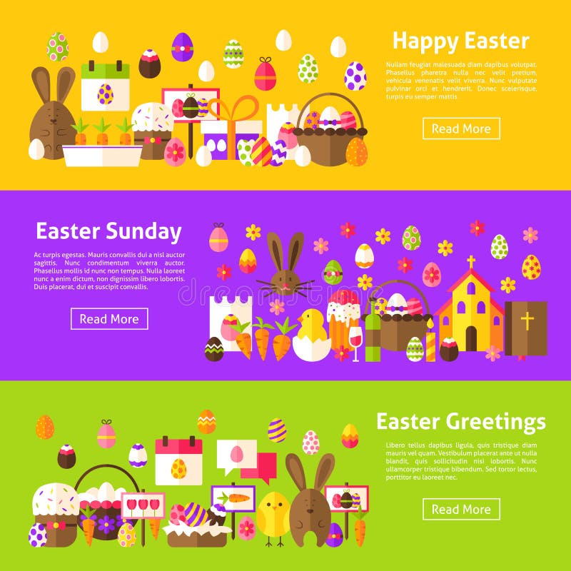 Happy Easter Web Horizontal Banners Stock Vector - Illustration of date ...