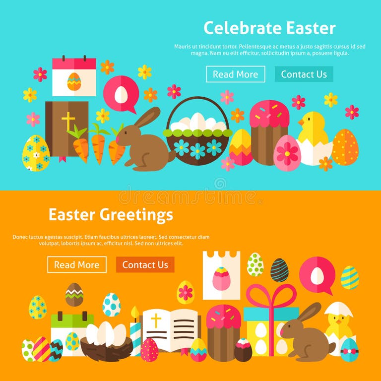 Happy Easter Website Banners Stock Vector - Illustration of celebration ...