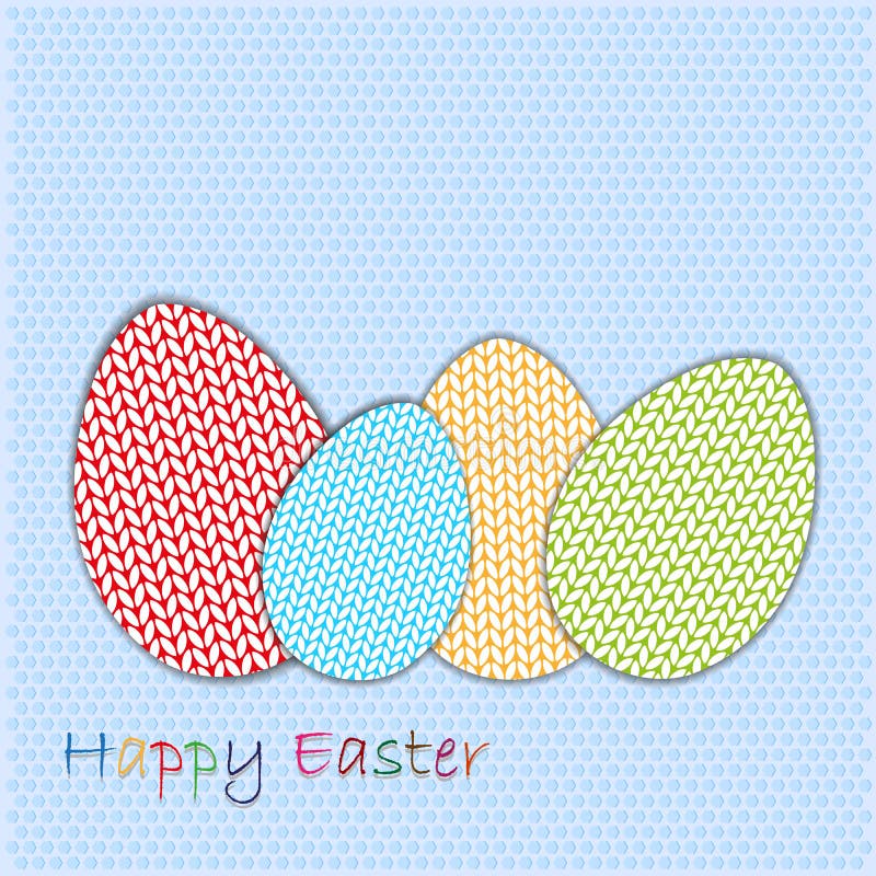 Happy Easter Wool Texture Eggs on Texture Background Stock Illustration ...
