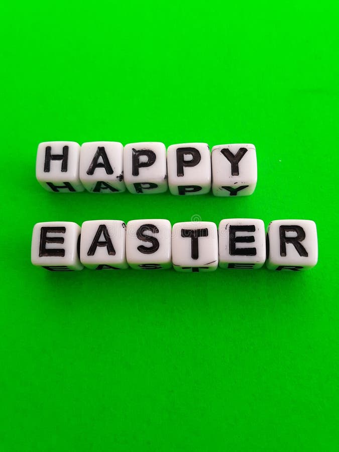 Happy Easter Words Letters on White Blocks on a Red Background Stock ...