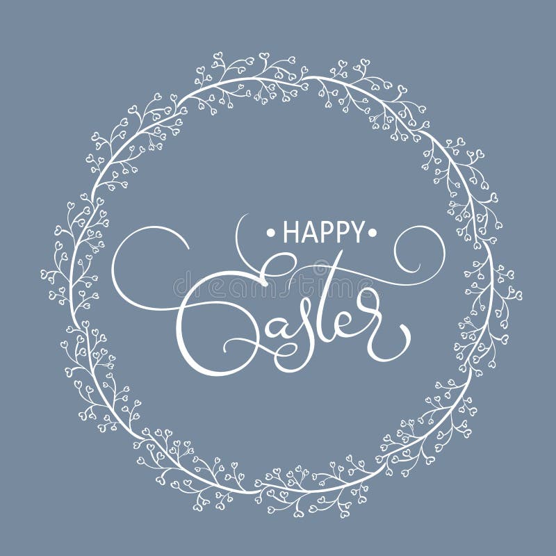 Happy Easter Words in Round Frame Background. Calligraphy Lettering ...
