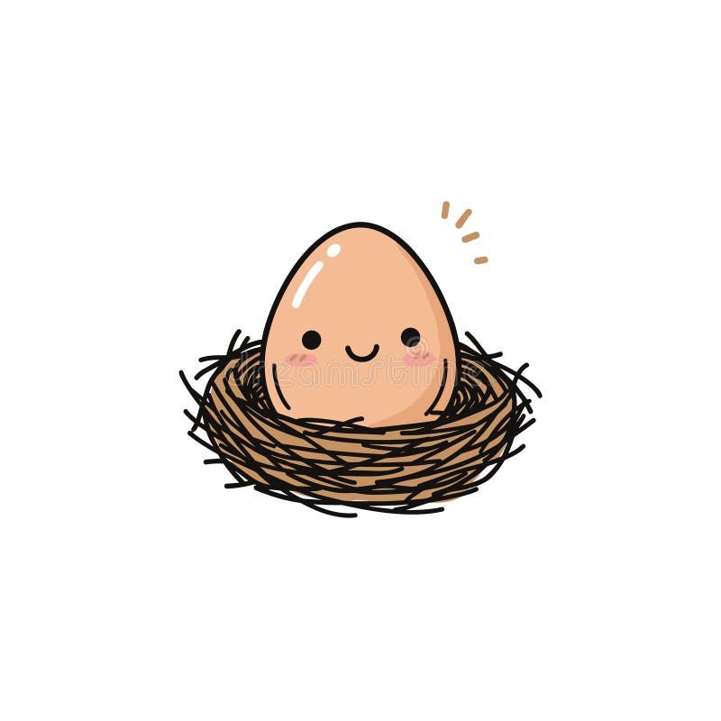 Happy Egg Resting in a Cozy Nest Stock Illustration - Illustration of ...