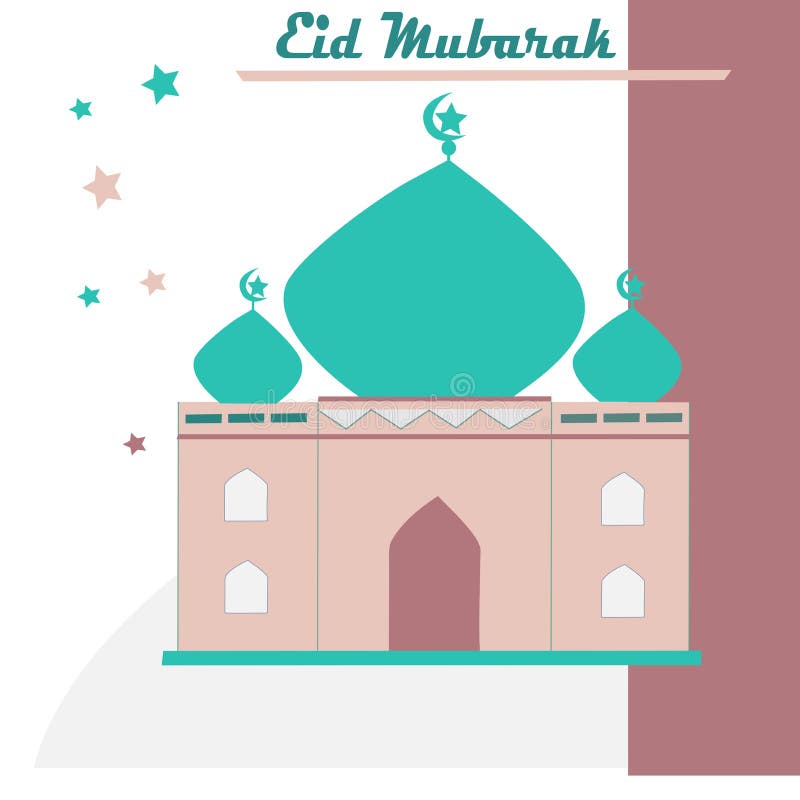 Mosque Cartoon with Two Kids Stock Vector - Illustration of card, comic ...
